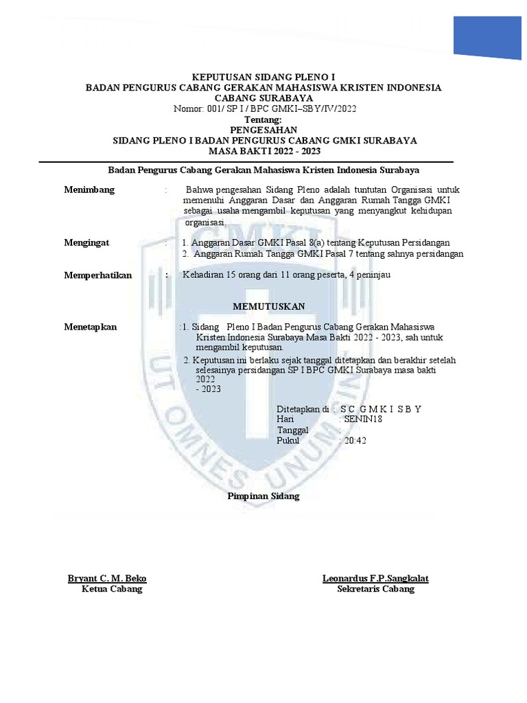 Hasil SP I BPC 2022 | PDF