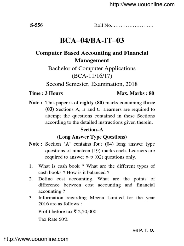 Bca 2 Sem Computer Based Accounting and Financial Management Bca04 Jun ...