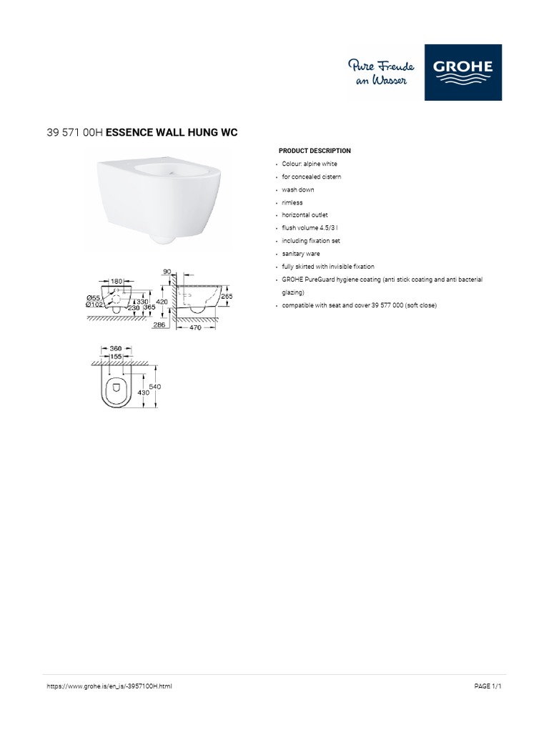 GROHE Specification Sheet 3957100H | PDF