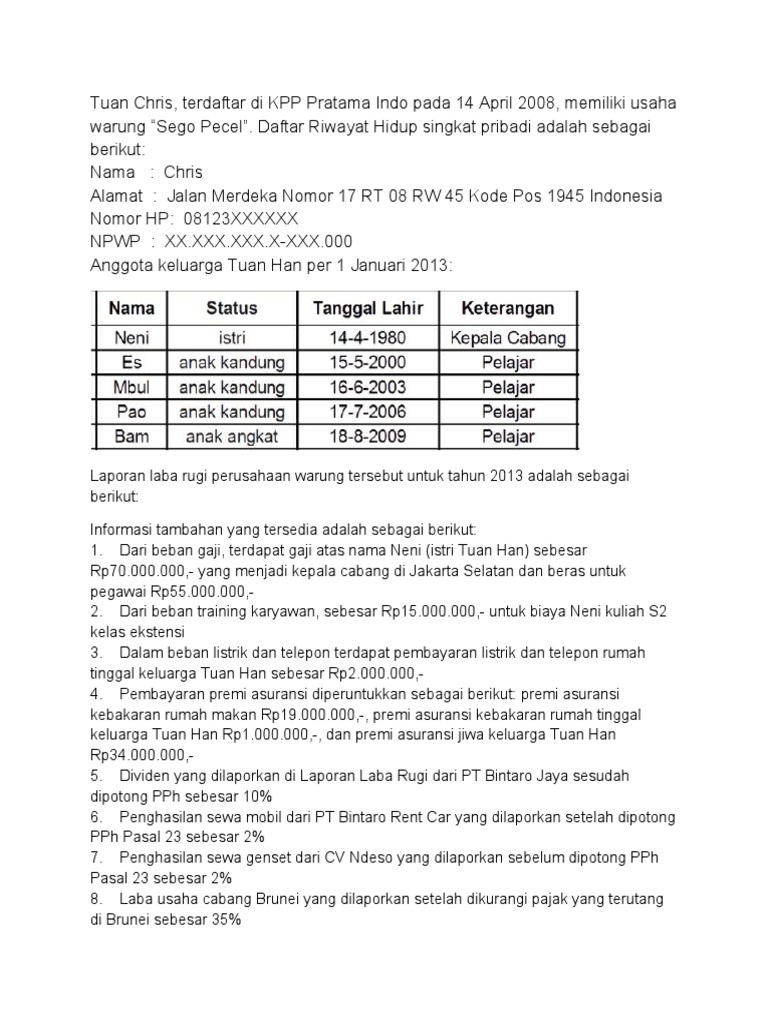 Contoh Soal Rekonsiliasi Fiskal | PDF