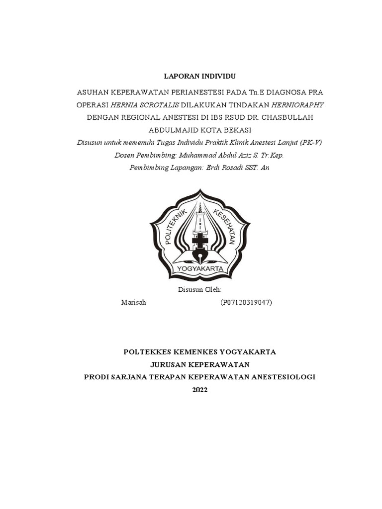 ASKAN INDIVIDU 1 - MARISAH (P07120319047) - Kasus Hernia Scrotalis-1 | PDF