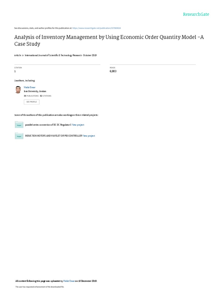 Analysis of Inventory Management by Using Economic Order Quantity Model ...