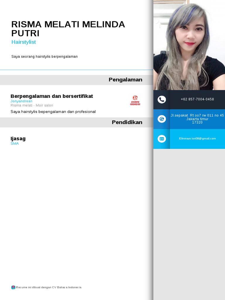 Risma Melati Melinda Putri: Hairstylist | PDF