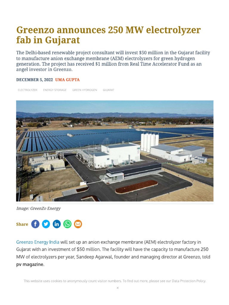 Greenzo Energy 250MW Electrolyzer Factory | PDF
