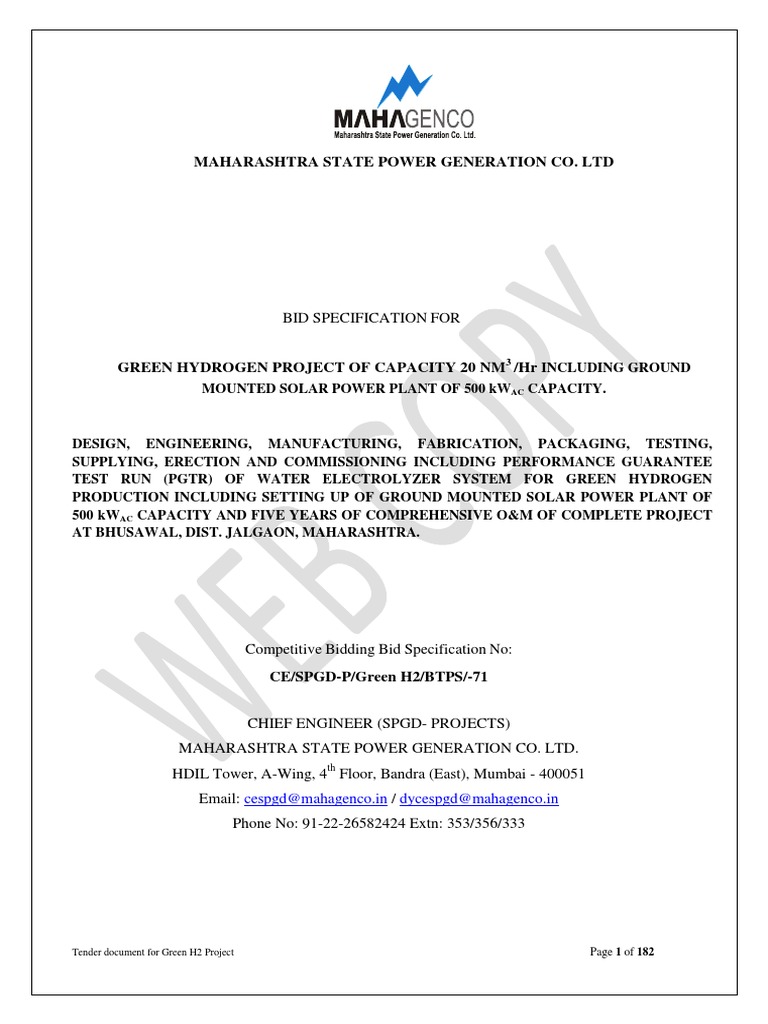 Mahagenco Tender | PDF | Specification (Technical Standard) | Electricity