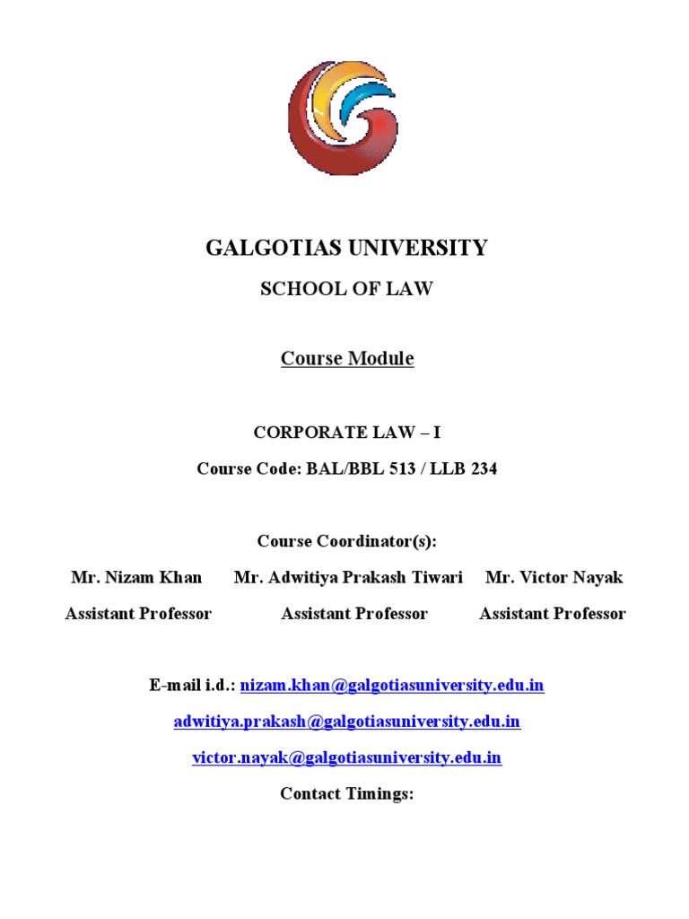 Corporate Law Course Overview | PDF | Corporate Law | Corporations