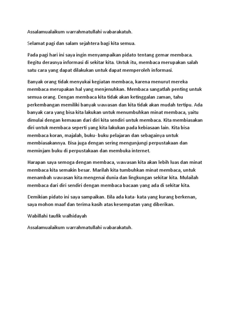 Teks Pidato Gemar Membaca | PDF