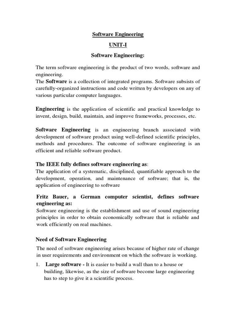 Software Engineering Notes (Unit - 1) | PDF | Agile Software ...