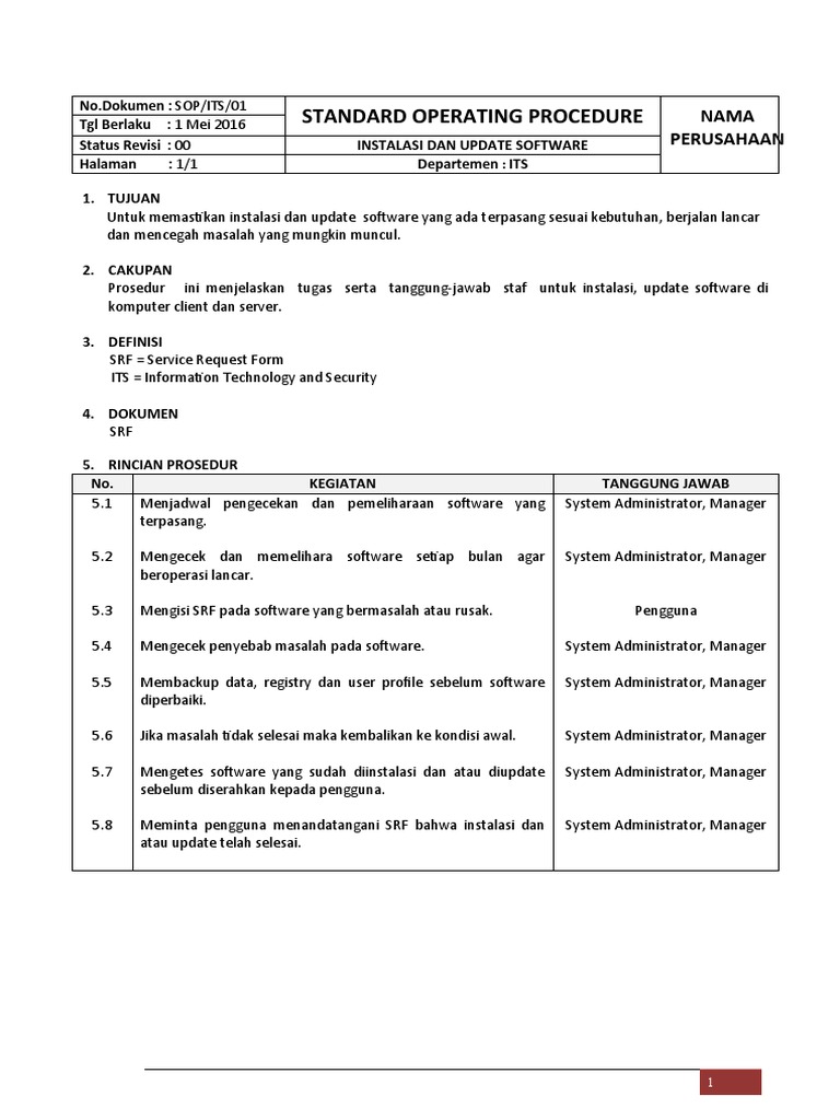 SOP Instalasi Dan Update Software | PDF | Komputer