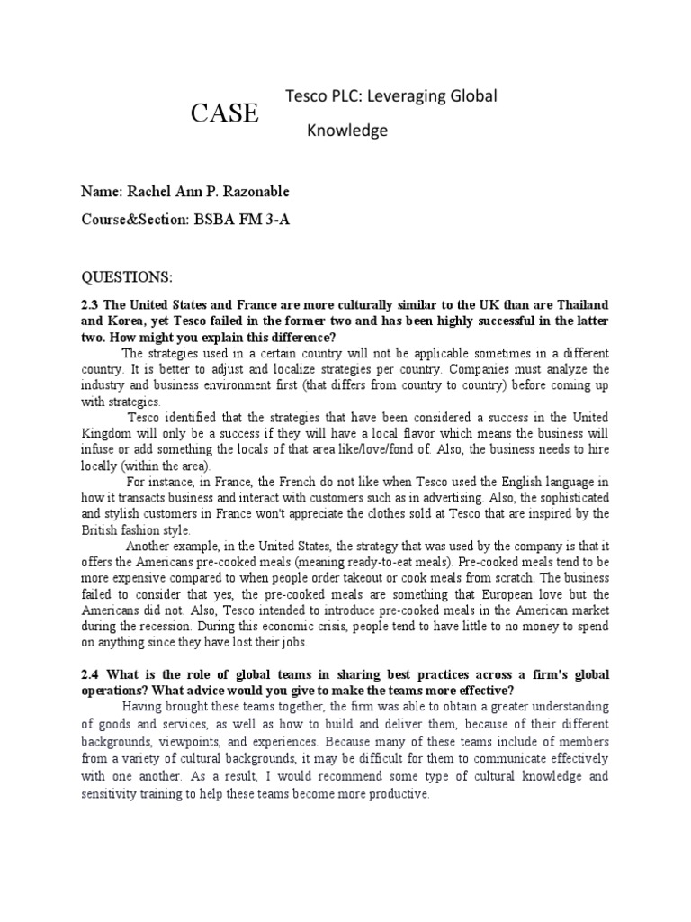 Case Study (Tesco) | PDF | Tesco | Innovation