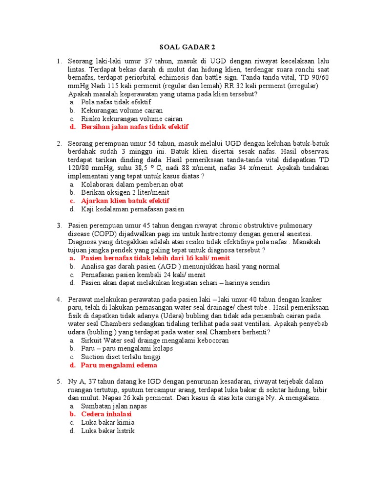 Uts Bahan Soal Askep Gadar | PDF