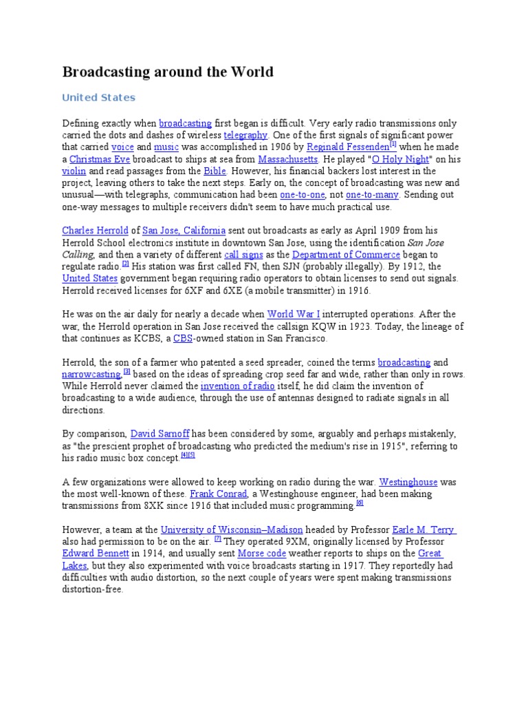 History of Broadcasting | PDF | In Band On Channel | Broadcasting