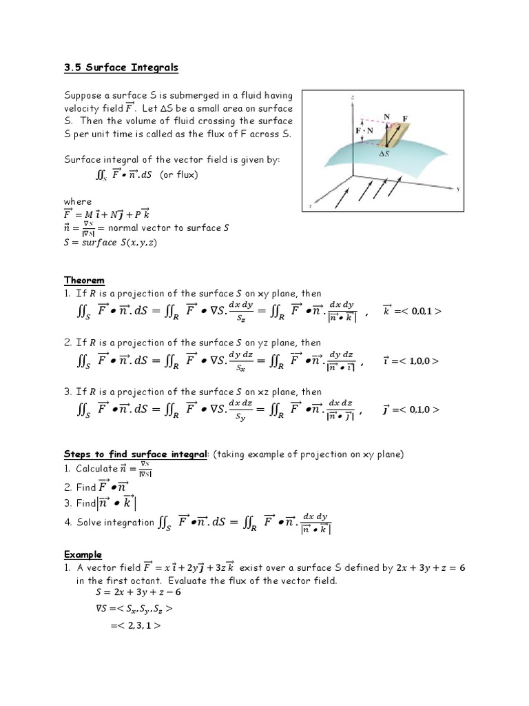 3.5 Surface Integrals | PDF | Integral | Flux