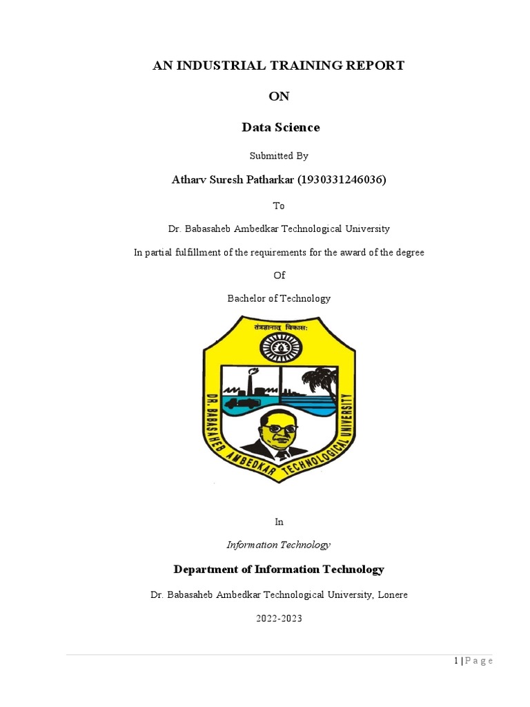 An Industrial Training Report On Data Science Pdf Object Oriented Programming Scripting