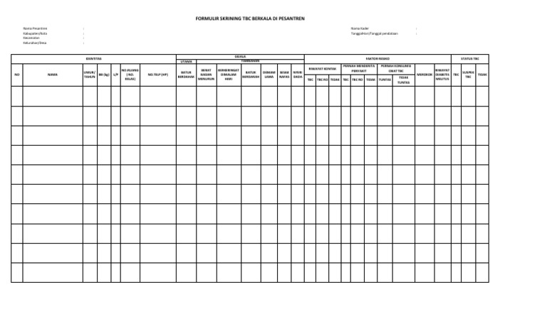Formulir Skrining TBC Berkala Di Pesantren | PDF