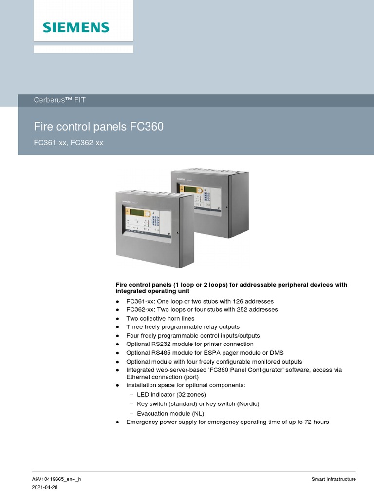 A6V10938411 - Fire Control Panels FC360 - en | PDF | Power Supply ...