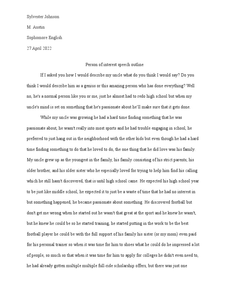 Person of Interest Speech Outline | PDF