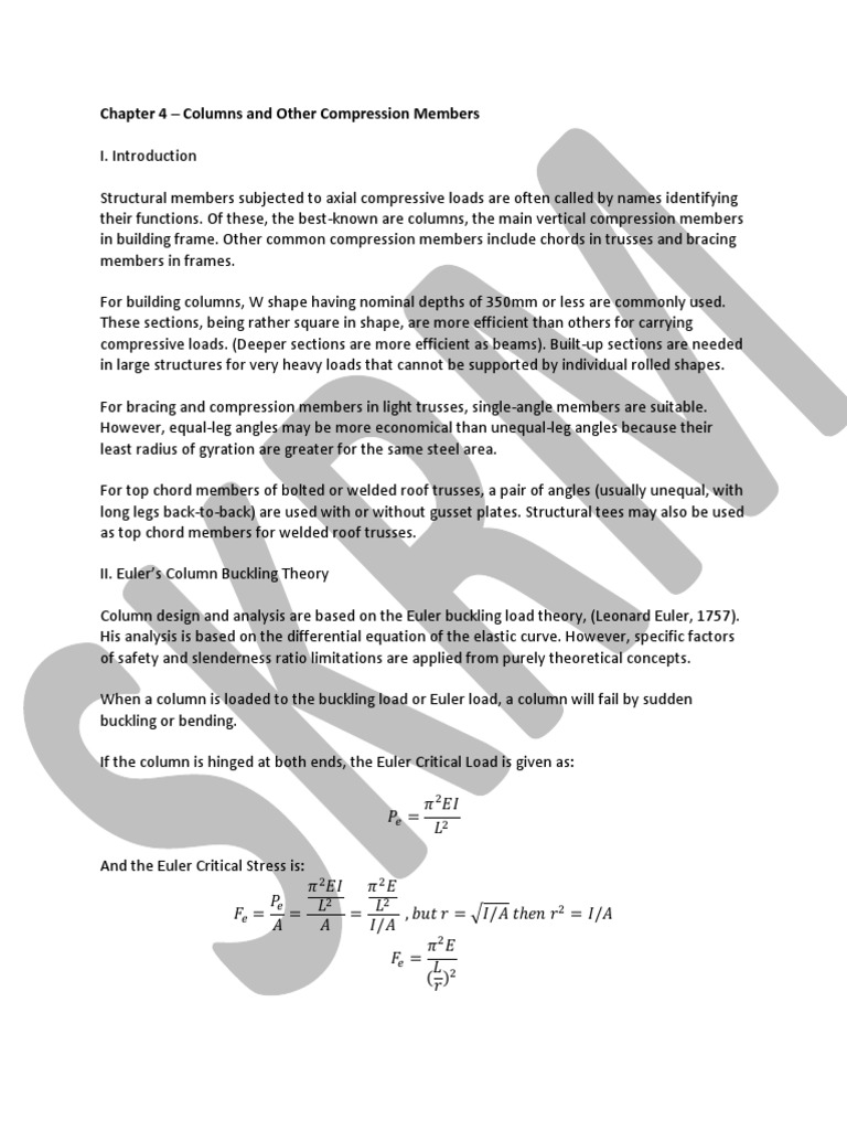 Chapter 4 - Columns and Other Compression Members | PDF | Buckling | Truss