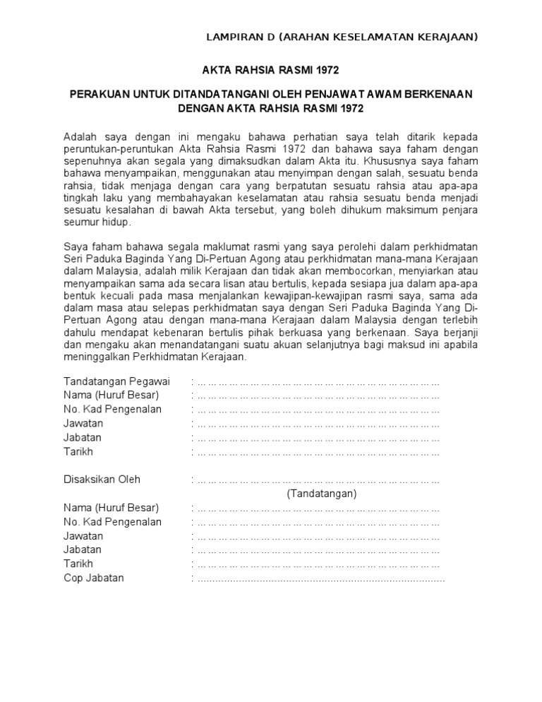 Akta Rahsia Rasmi 1972 - 2 | PDF