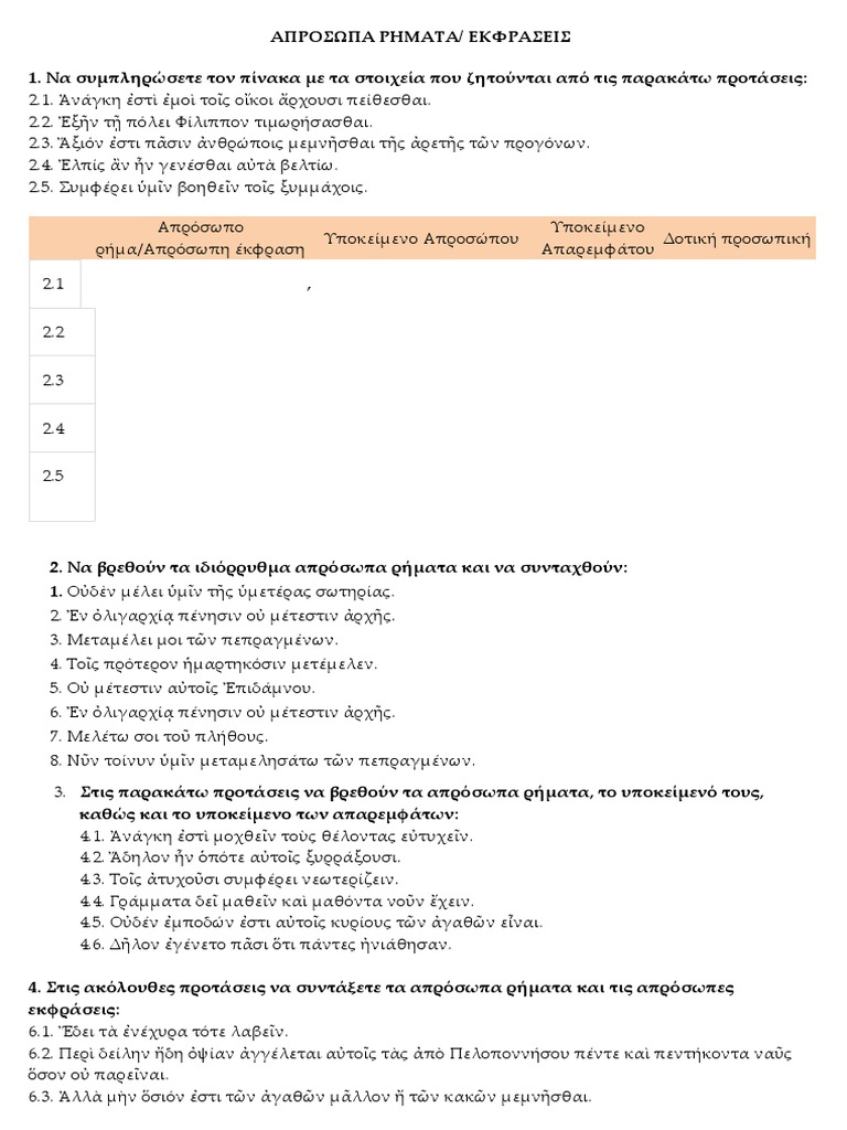 ΑΠΡΟΣΩΠΑ ΡΗΜΑΤΑ | PDF