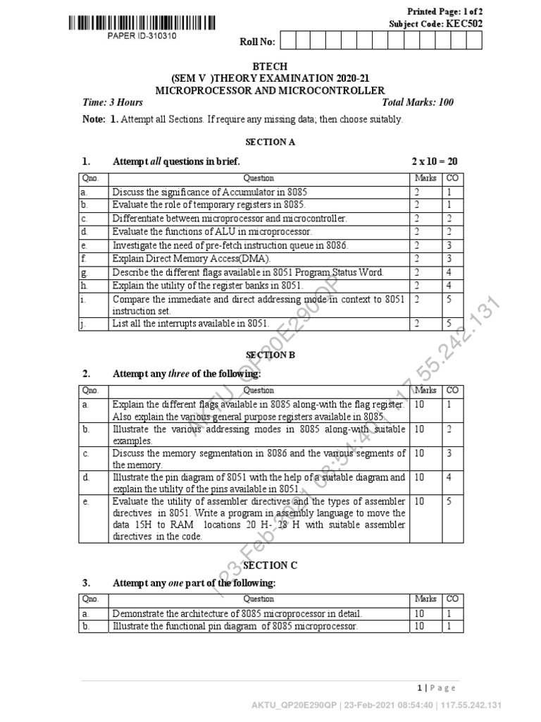 Microprocessor and Microcontroller Kec 502 | PDF | Manufactured Goods | Computer Engineering