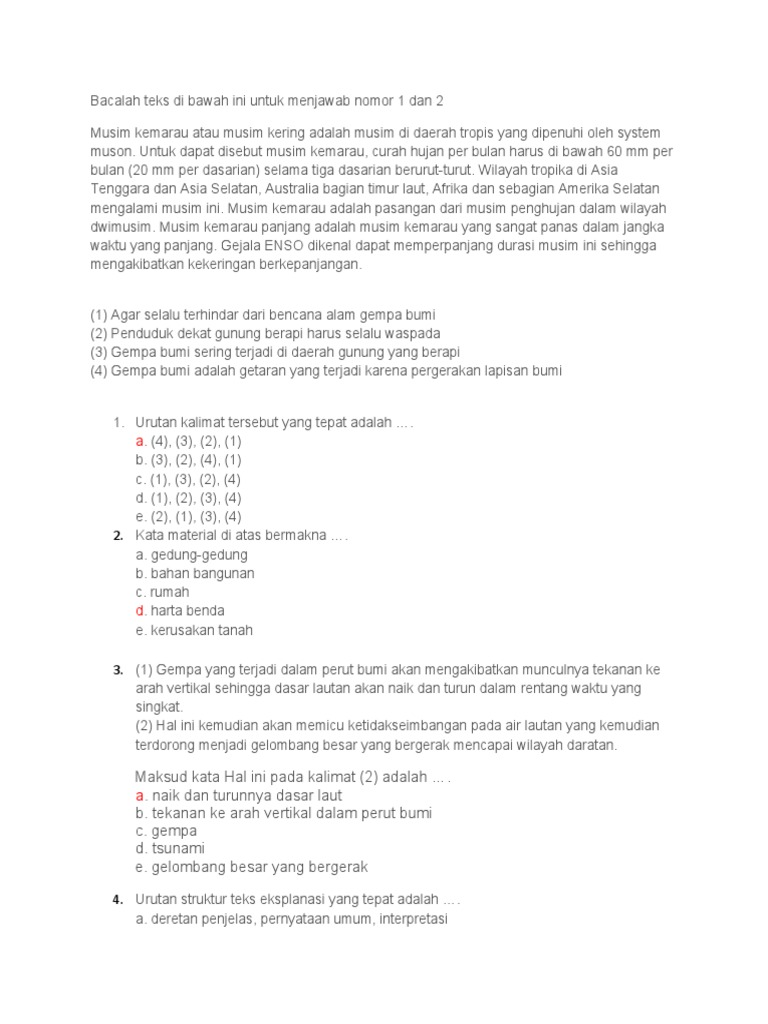 Soal Ulangan Teks Eksplanasi | PDF | Kajian Bahasa Asing