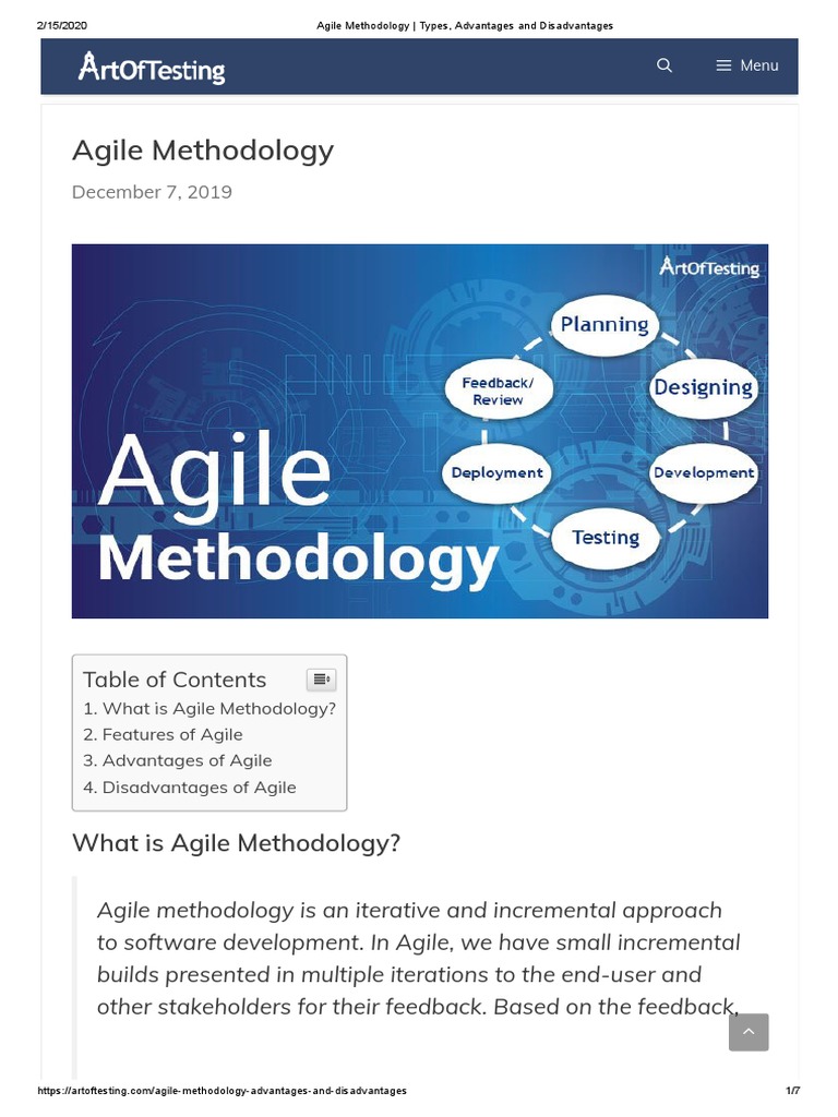 Agile Methodology - Types, Advantages and Disadvantages | PDF | Agile Software Development ...