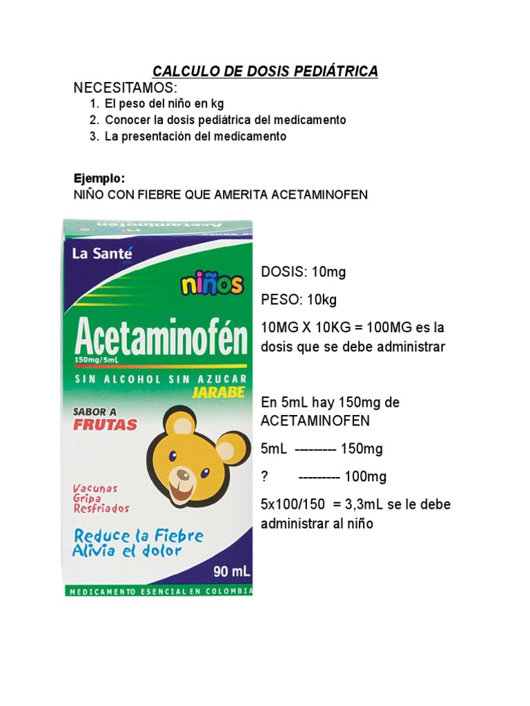 Cálculo de dosis pediátricas de medicamentos comunes | PDF ...