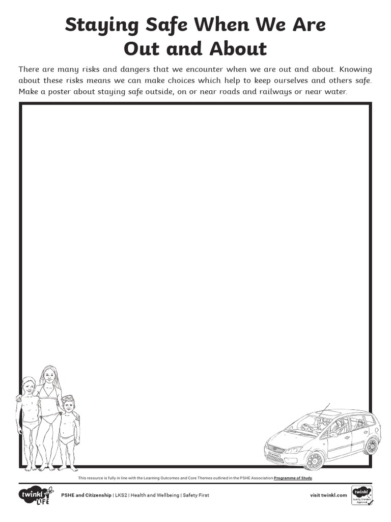 Staying Safe When We Are Out and About Activity Sheet Black and White ...