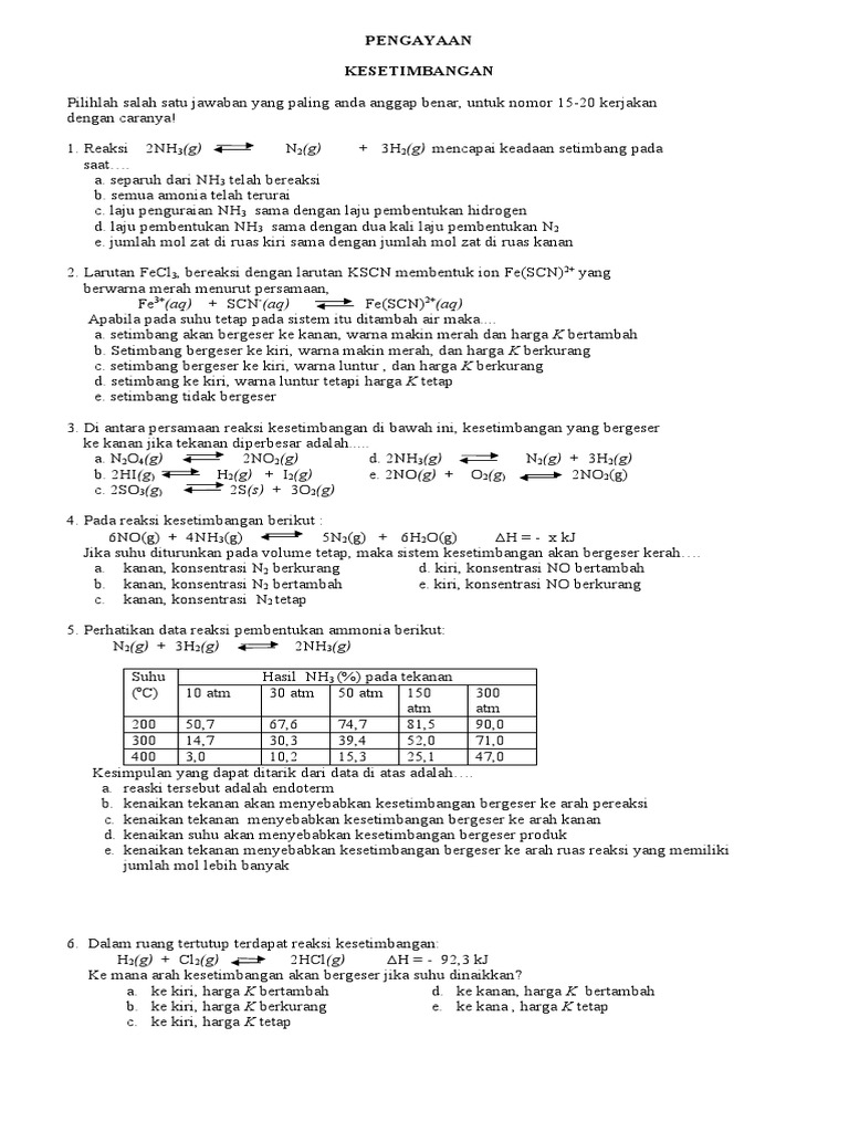 Latihan Kesetimbangan Kimia | PDF