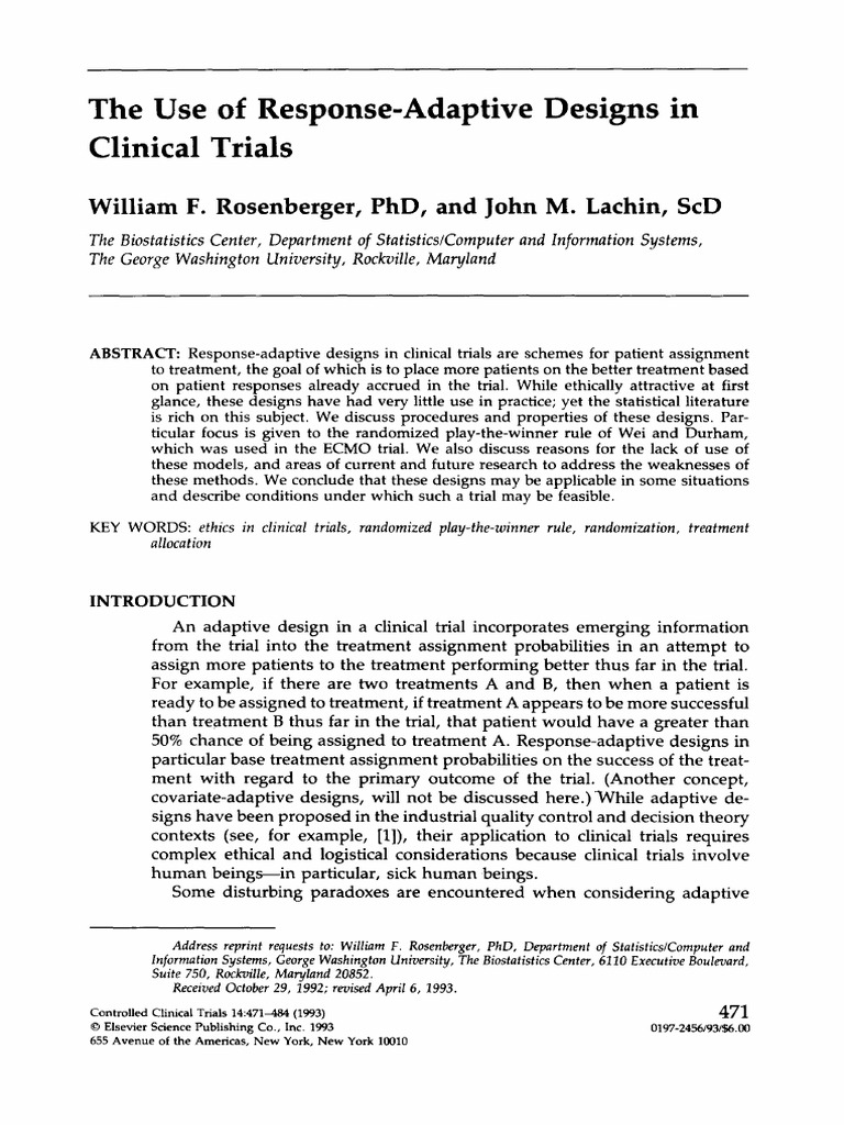 The Use of Response Adaptive Designs in Clinical Trials | PDF ...