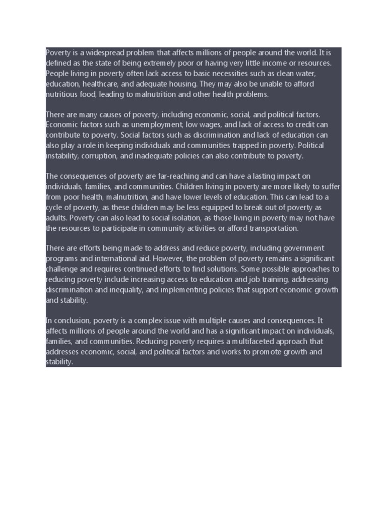 Poverty Essay | PDF | Politics | Social Science