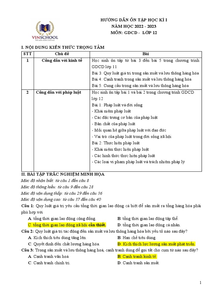 ĐỀ CƯƠNG GDCD | PDF