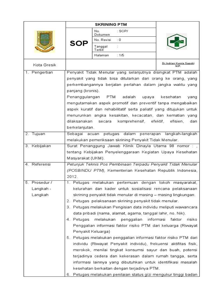 SOP Skrining PTM | PDF | Pengembangan Diri