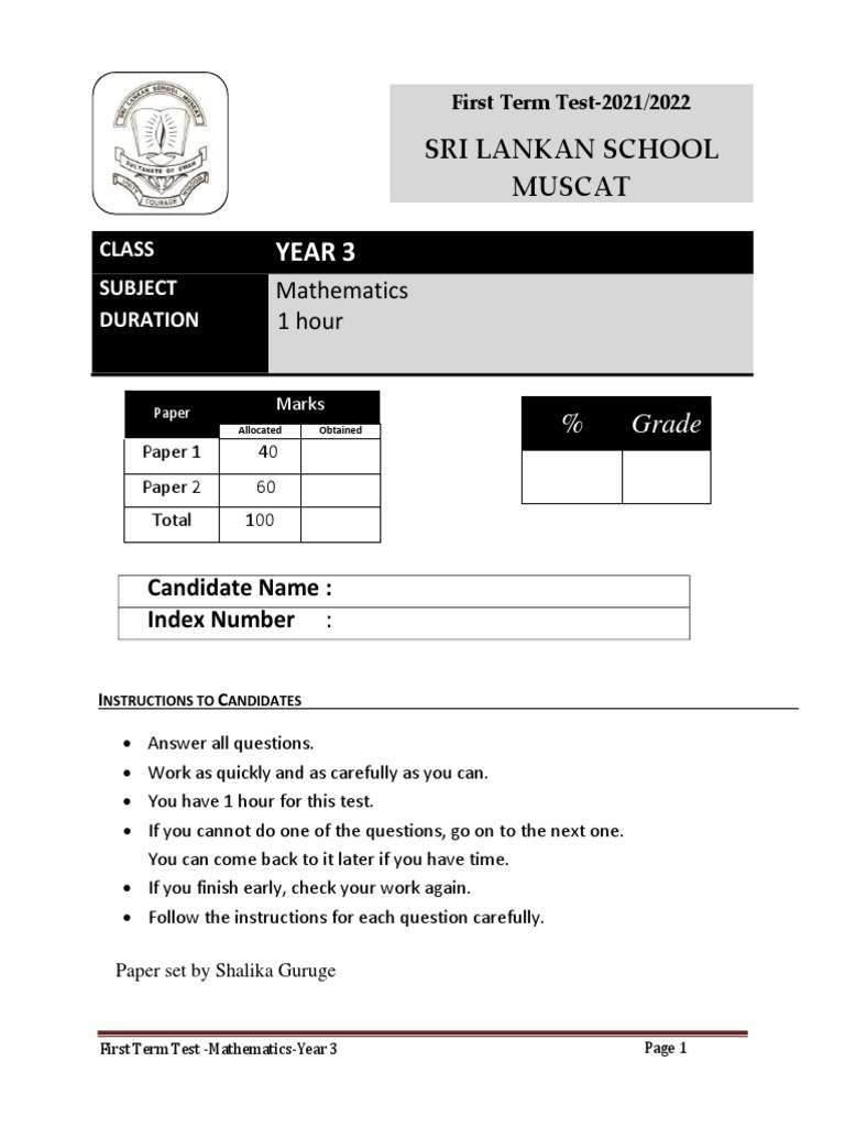 Mathematics Year 3 2021 2022 | PDF | Mathematics