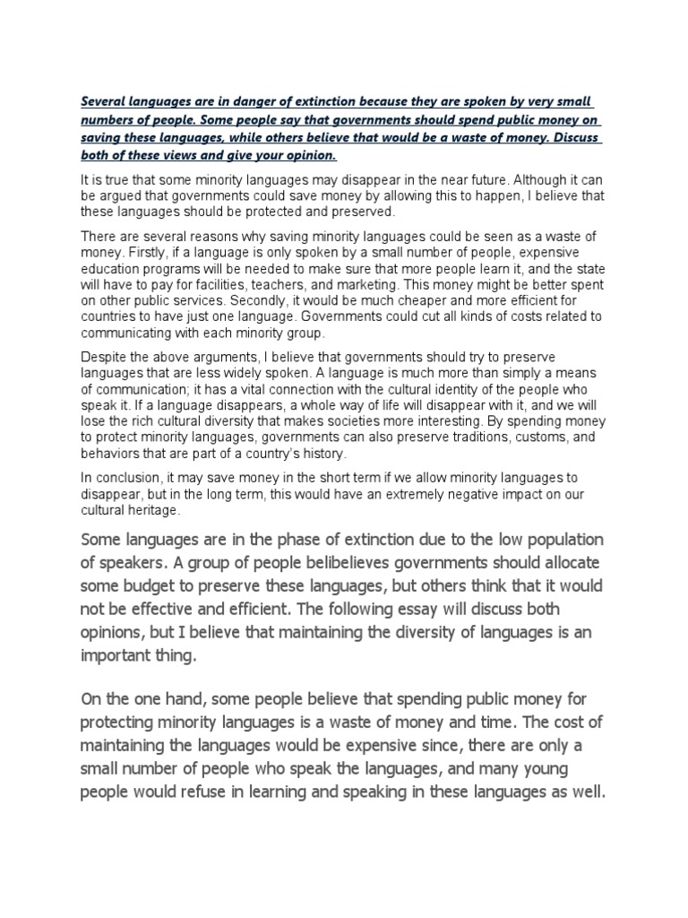 Several Languages Are in Danger of Extinction Because They Are Spoken ...