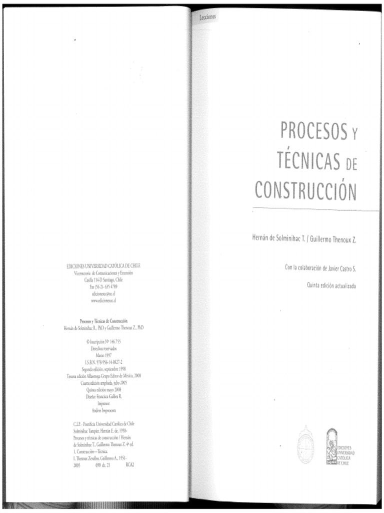 Procesos y Tecnicas de Construccion Hernan de Solminihac | PDF