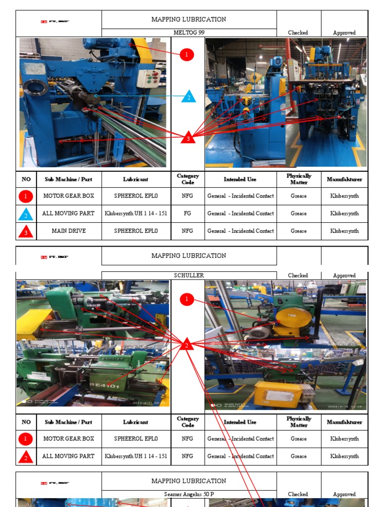 Machine Lubrication Mapping Guide | PDF | Lubricant | Soft Matter