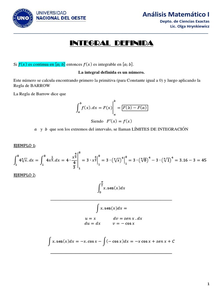 Integral DEFINIDA - Teoría | PDF | Integral | Análisis funcional