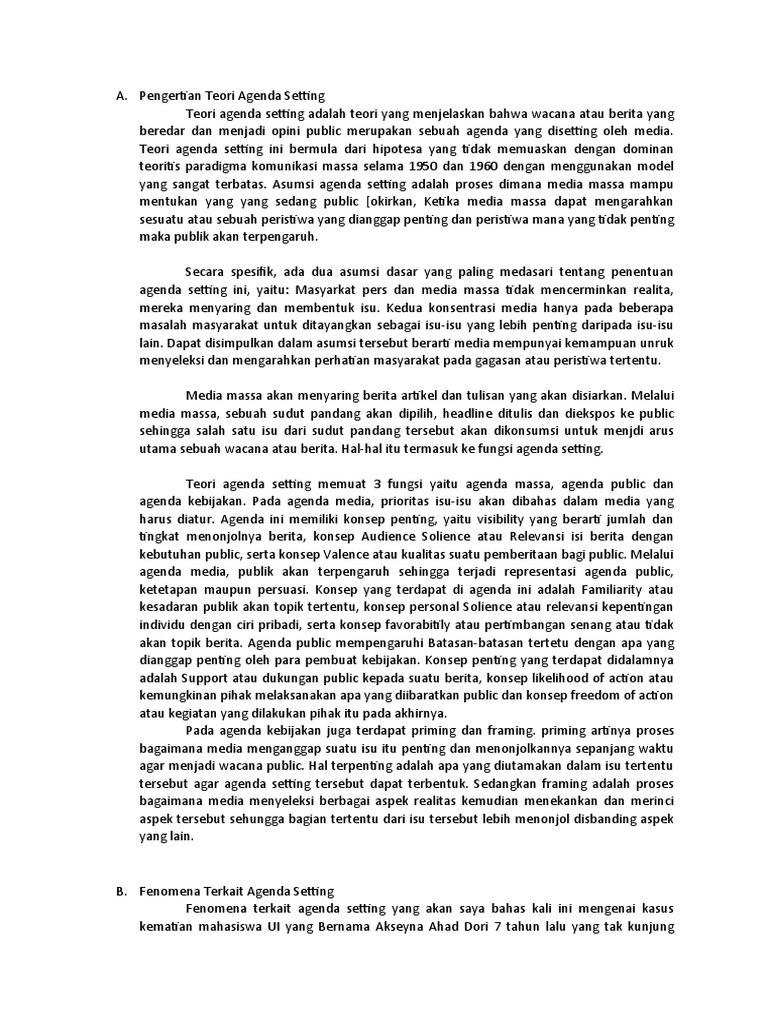 Teori dan Kasus Agenda Setting | PDF | Ilmu Sosial