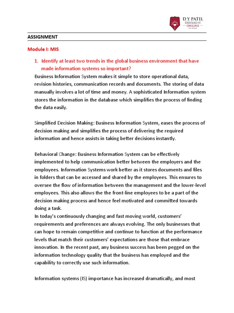 Module 1 Assignment | PDF | Technological Convergence | Information System