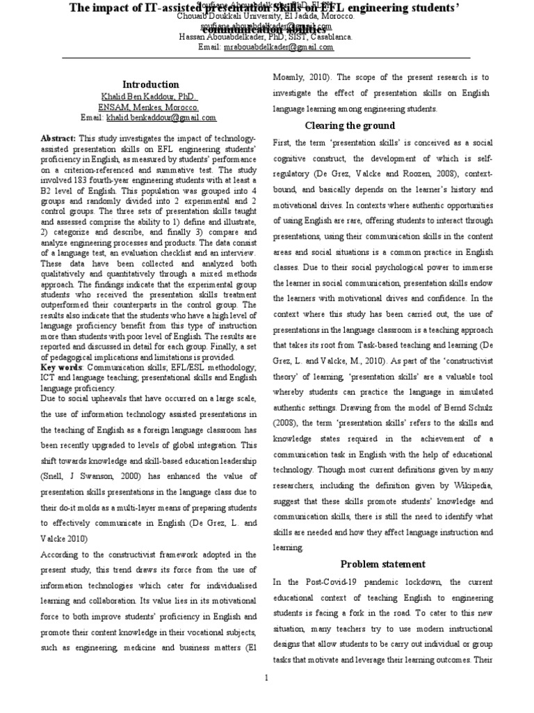 Pressentation Skills | PDF | Teaching Method | Learning