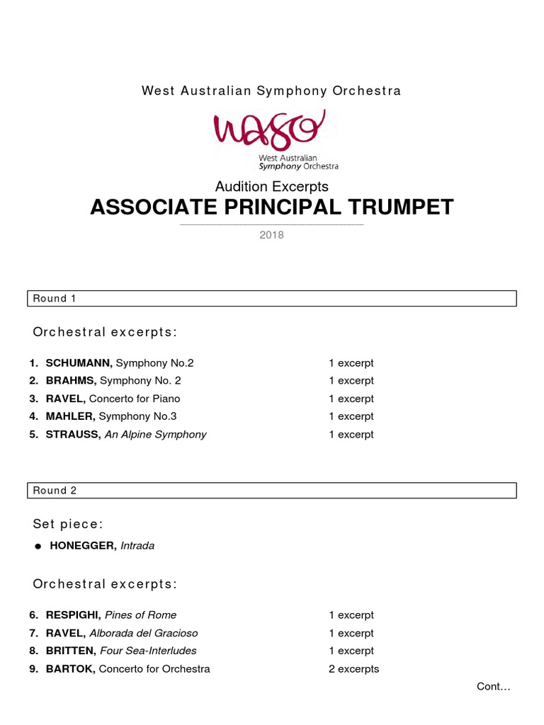 Associate Principal Trumpet Audition Excerpts | PDF | Orchestras ...