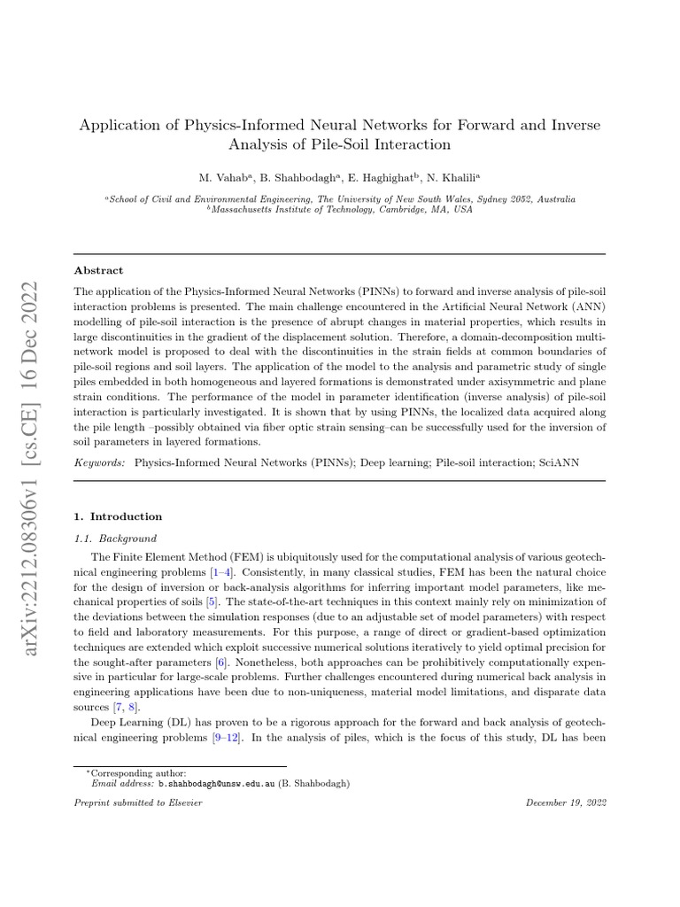 Application of Physics-Informed Neural Networks For Forward and Inverse Analysis of Pile-Soil ...