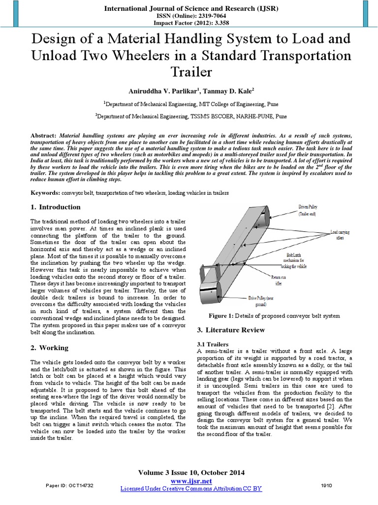 Design of A Material Handling System To Load and Unload Two Wheelers in A Standard ...