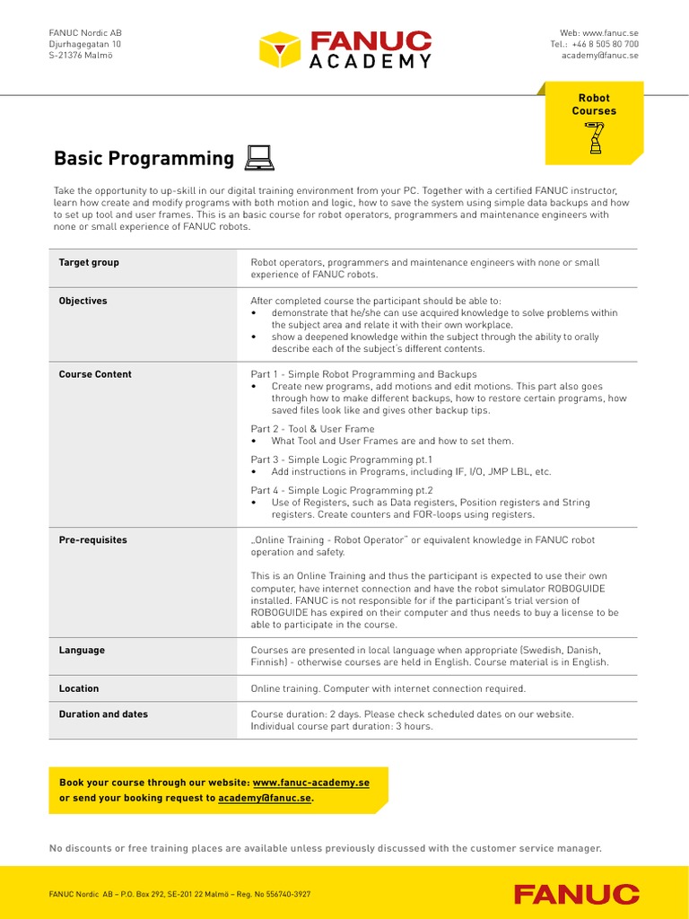 Basic - Programming Fanuc Robot | PDF | Educational Technology | Computer Programming