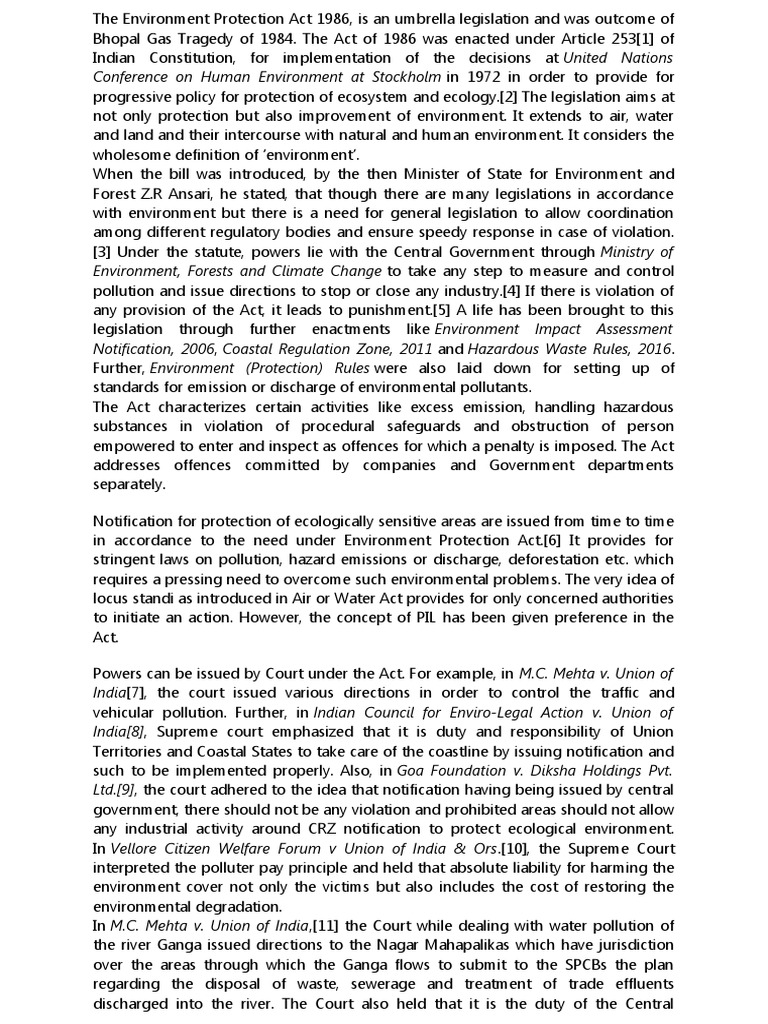 Environment Protection Act Overview | PDF | Environmental Protection ...