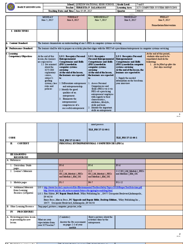 DLL TLE ICT Grades7 & 8 Quarter1 Week1 (Palawan Division) | Download ... DLL TLE ICT Grades7 & 8 Quarter1 Week1 (Palawan Division) | Download ...