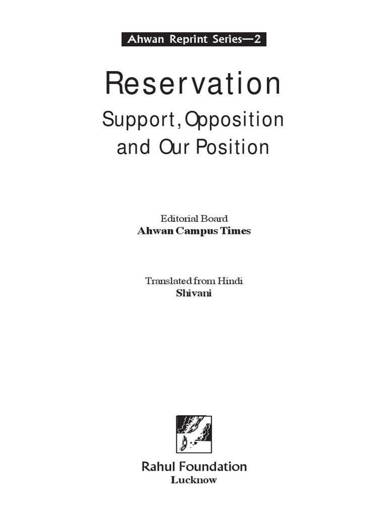 Reservation English Booklet | PDF | Dalit | Caste