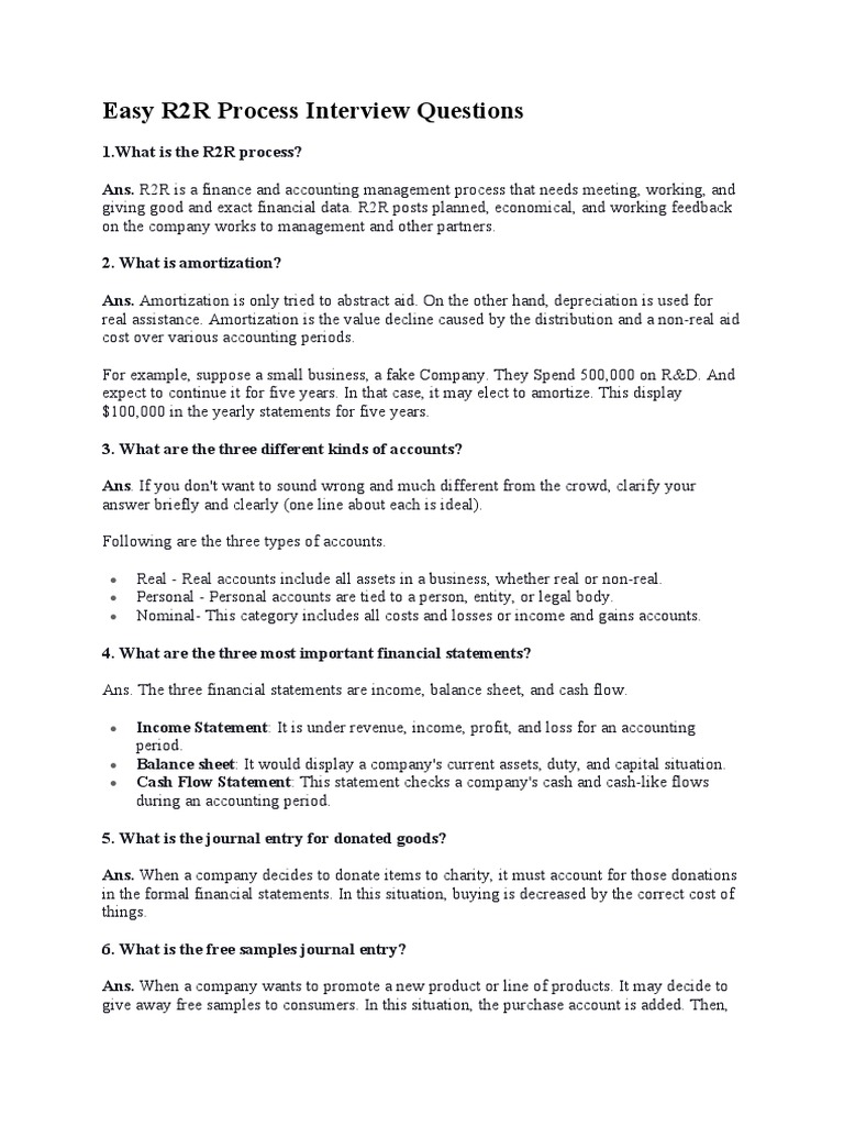 Easy R2R Process Interview Questions | PDF | Depreciation | Debits And ...